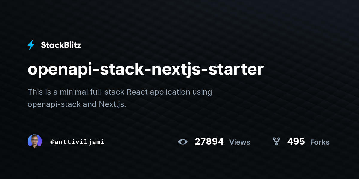 Openapi Stack Nextjs Starter Stackblitz