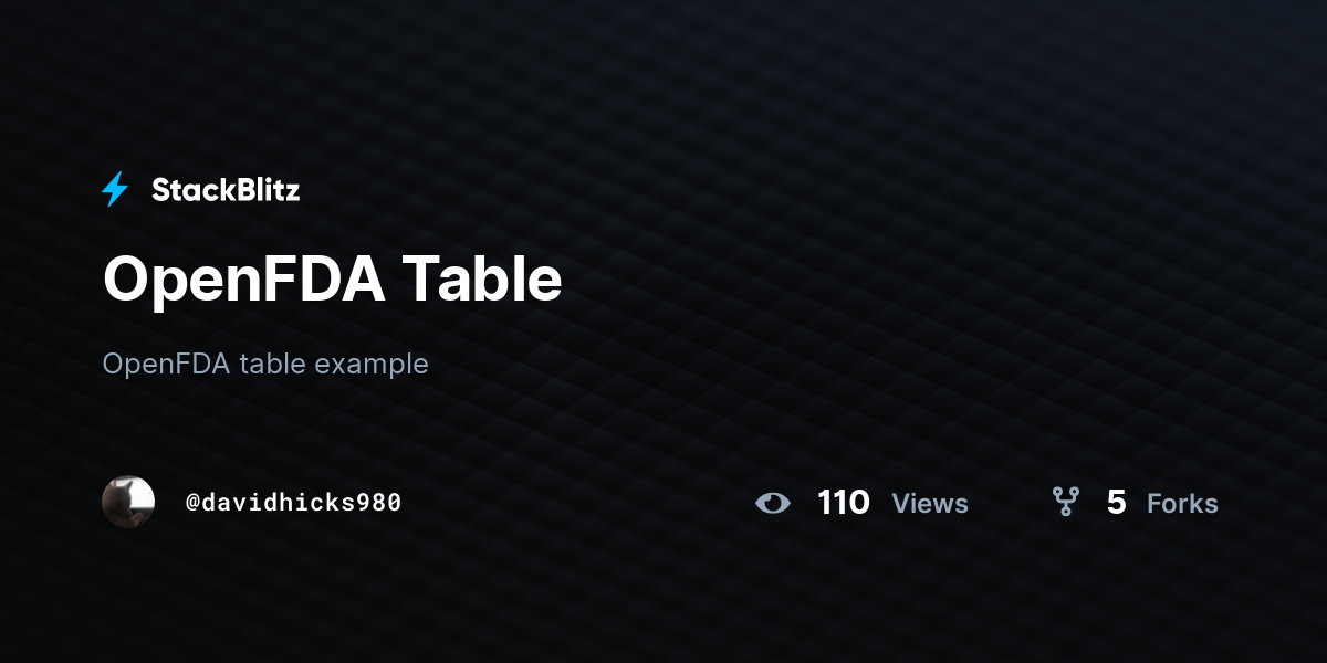 OpenFDA Table - StackBlitz