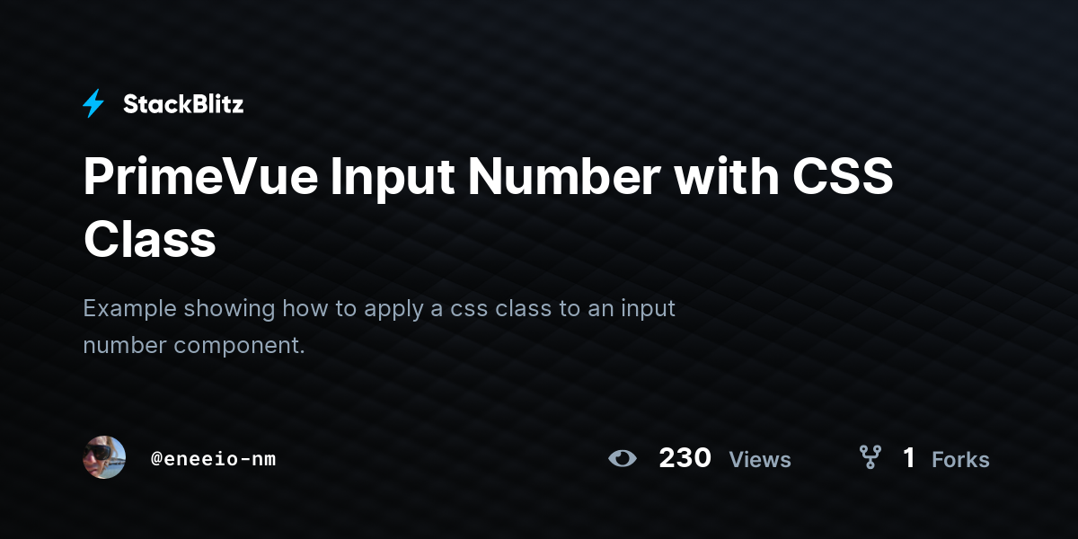 PrimeVue Input Number with CSS Class - StackBlitz