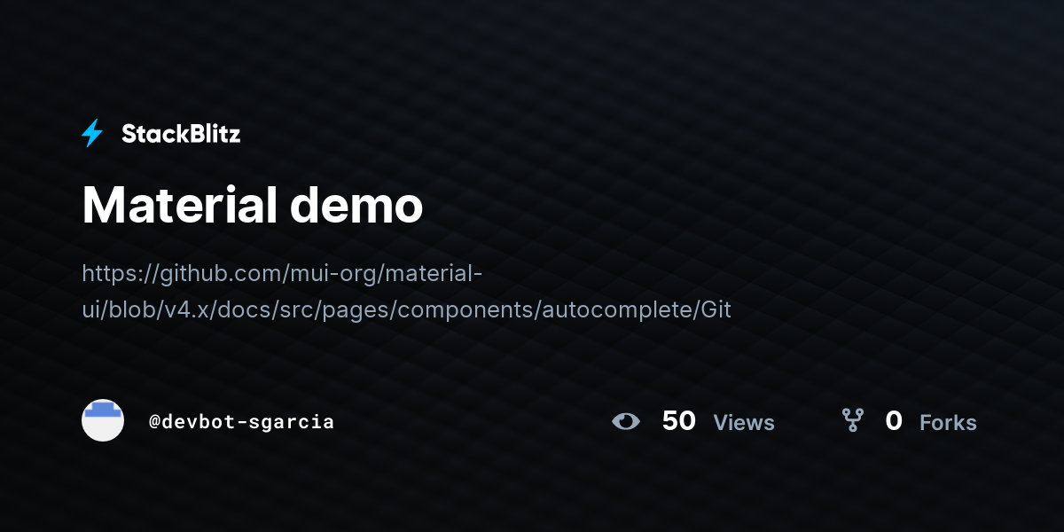 Material demo - StackBlitz