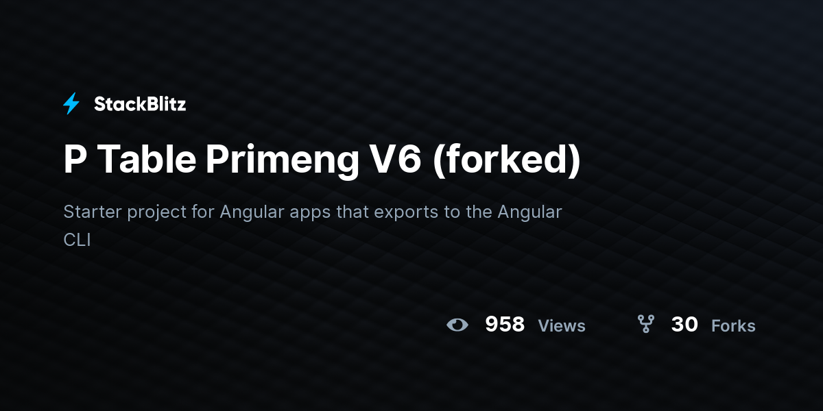 P Table Primeng V6 (forked) - StackBlitz