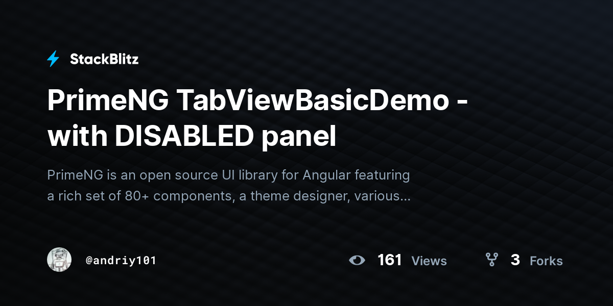 PrimeNG TabViewBasicDemo - with DISABLED panel - StackBlitz