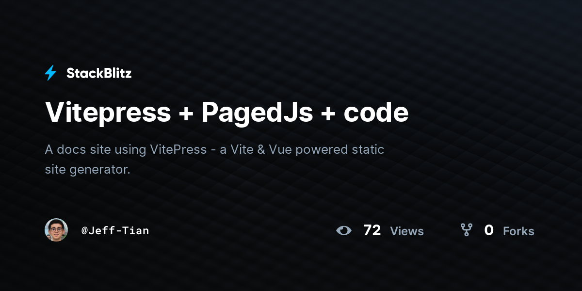 Vitepress + PagedJs + code - StackBlitz