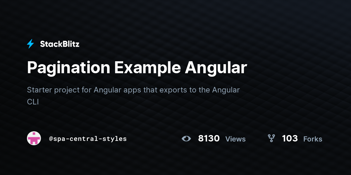 Pagination Example Angular - StackBlitz Pagination Example Angular - StackBlitz