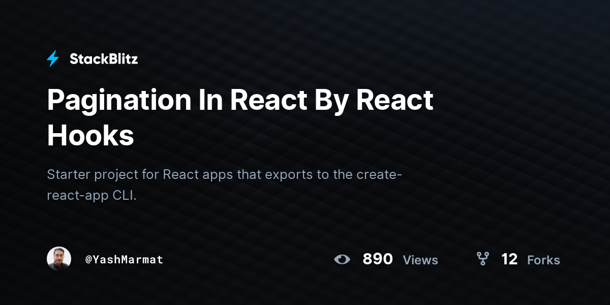 Pagination In React By React Hooks - StackBlitz Pagination In React By React Hooks - StackBlitz