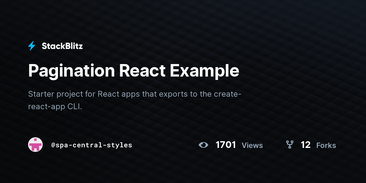 Pagination React Example - StackBlitz