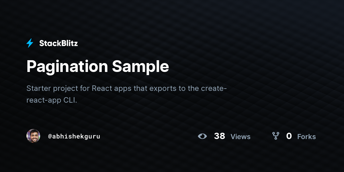 Pagination Sample - StackBlitz Pagination Sample - StackBlitz