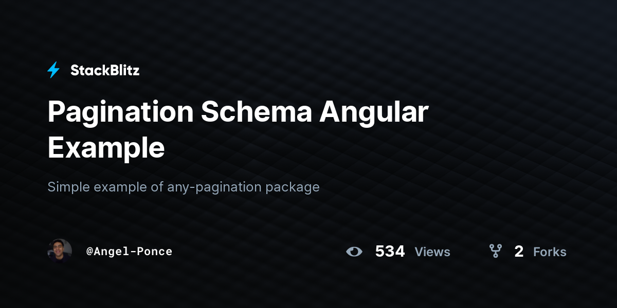 Pagination Schema Angular Example - StackBlitz