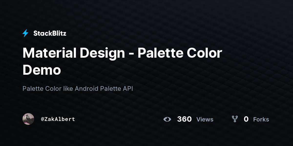 Material Design - Palette Color Demo - StackBlitz