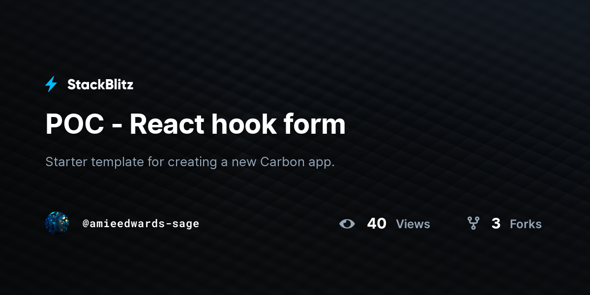 POC - React hook form - StackBlitz