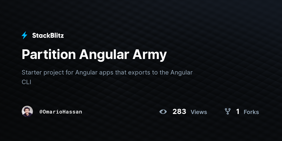 Partition Angular Army - StackBlitz Partition Angular Army - StackBlitz