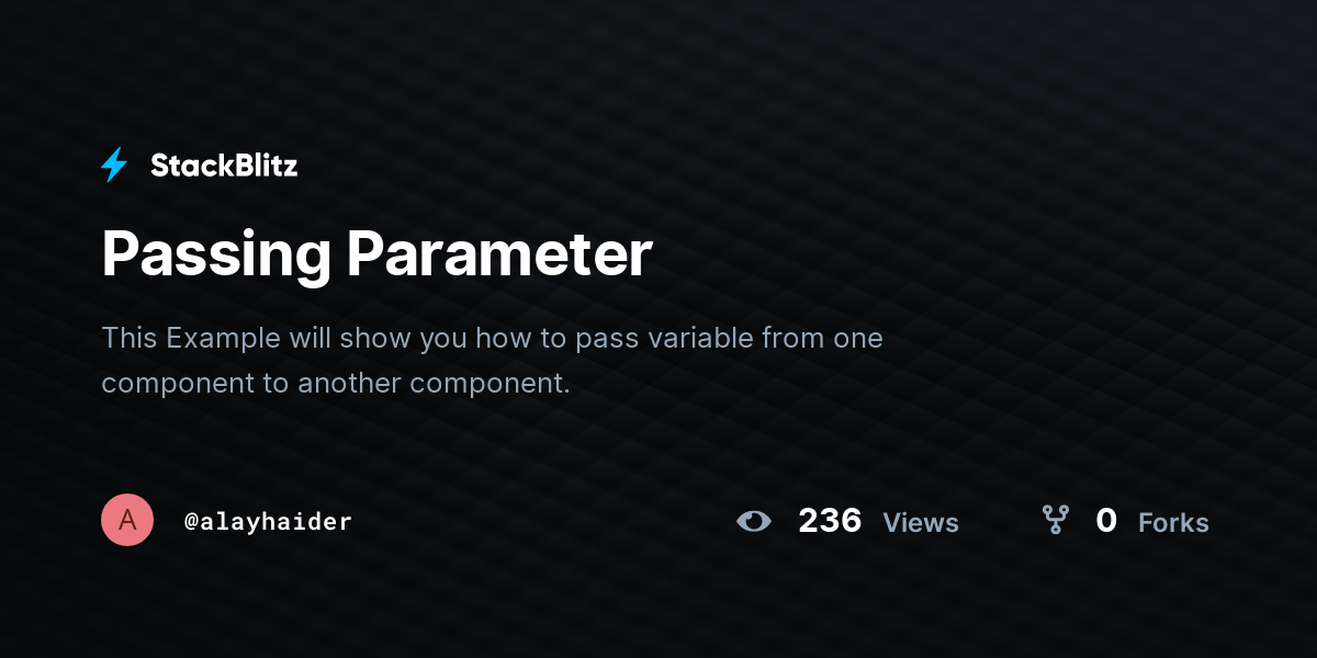Passing Parameter - StackBlitz