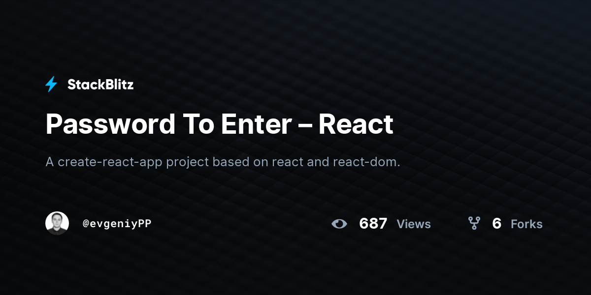 Password To Enter – React - StackBlitz