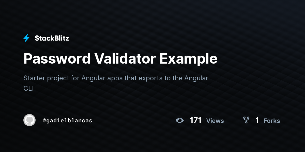 Password Validator Example - StackBlitz