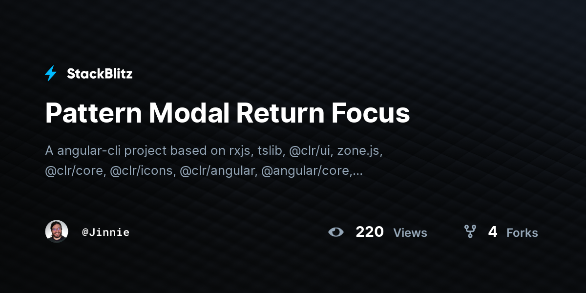 Pattern Modal Return Focus - StackBlitz