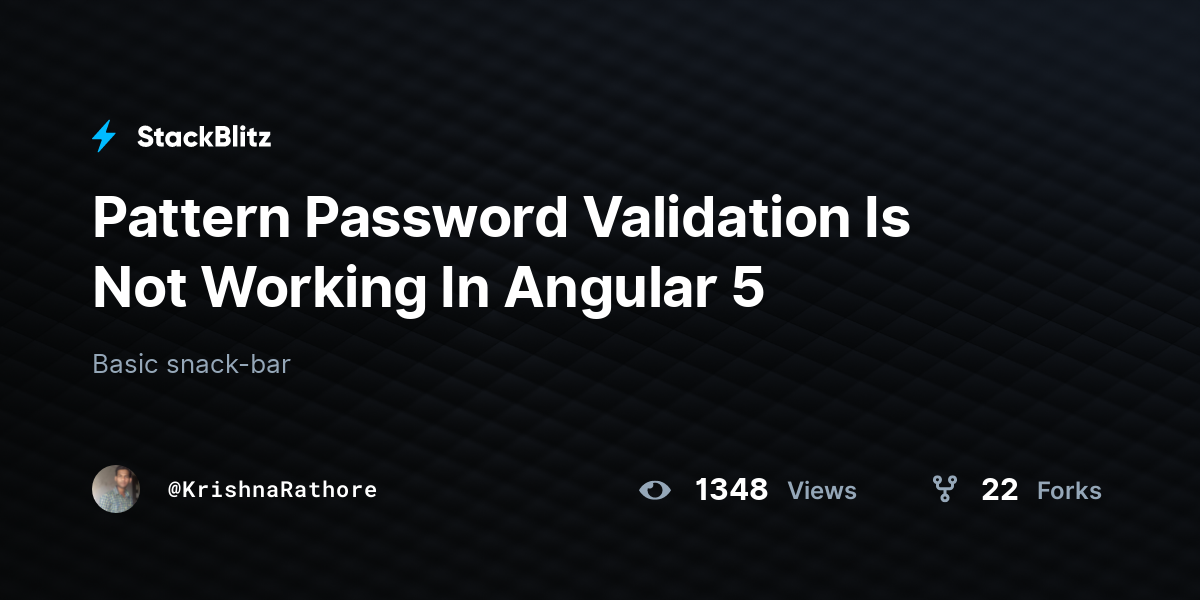 Pattern Password Validation Is Not Working In Angular 5 StackBlitz