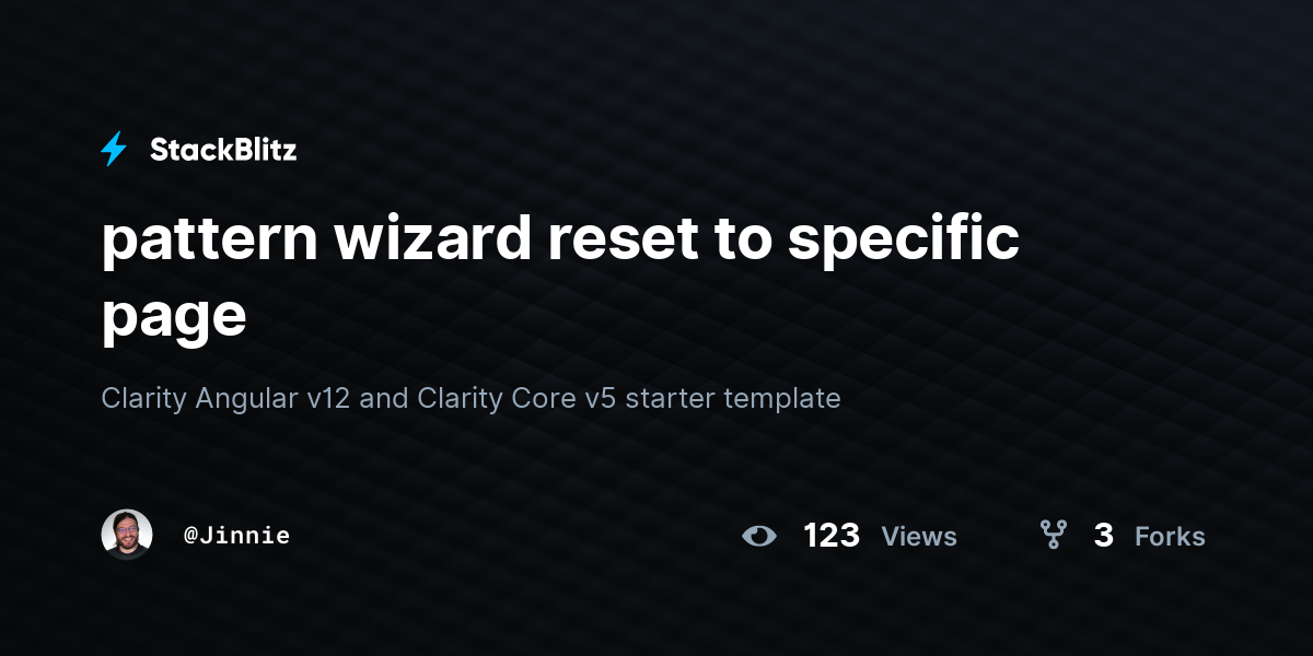 pattern wizard reset to specific page - StackBlitz
