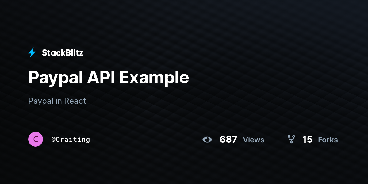 Paypal API Example - StackBlitz