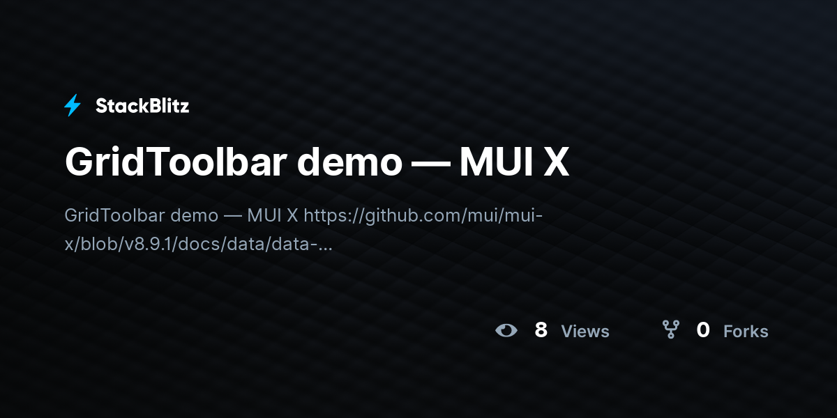 GridToolbar demo — MUI X - StackBlitz