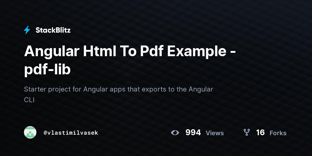 Angular Html To Pdf Example - pdf-lib - StackBlitz