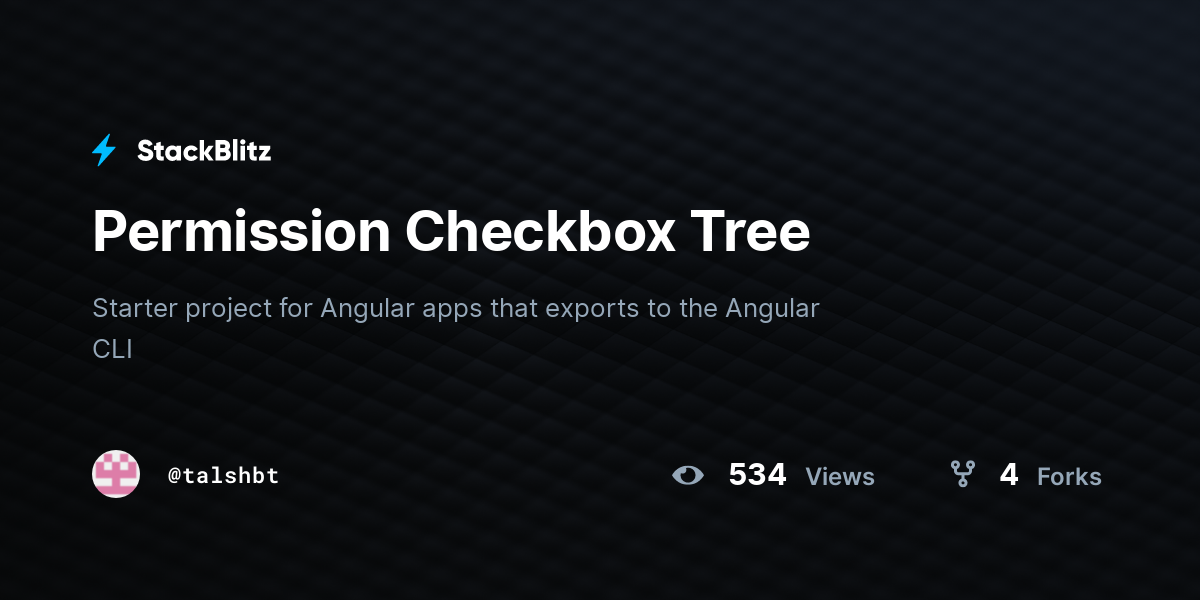 Permission Checkbox Tree - StackBlitz Permission Checkbox Tree - StackBlitz
