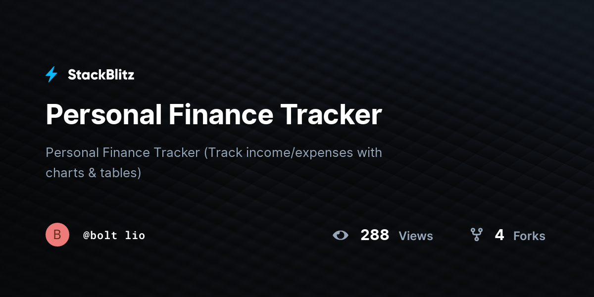 Personal Finance Tracker - StackBlitz