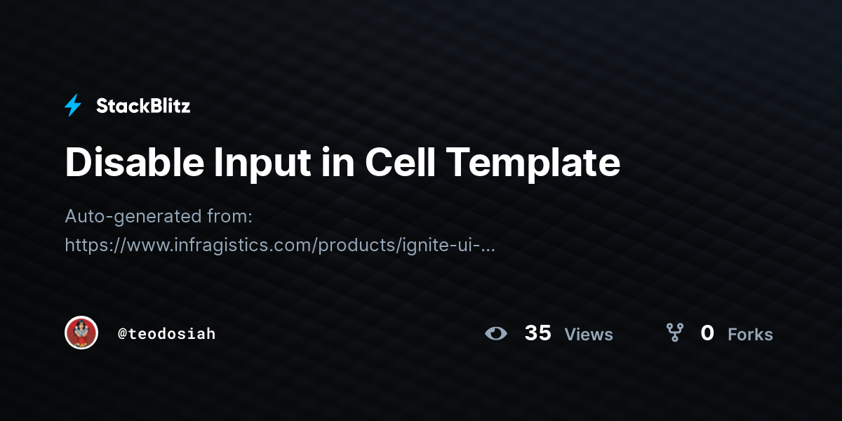 Disable Input in Cell Template - StackBlitz
