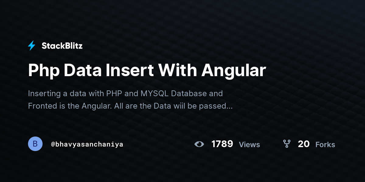 Php Data Insert With Angular - StackBlitz