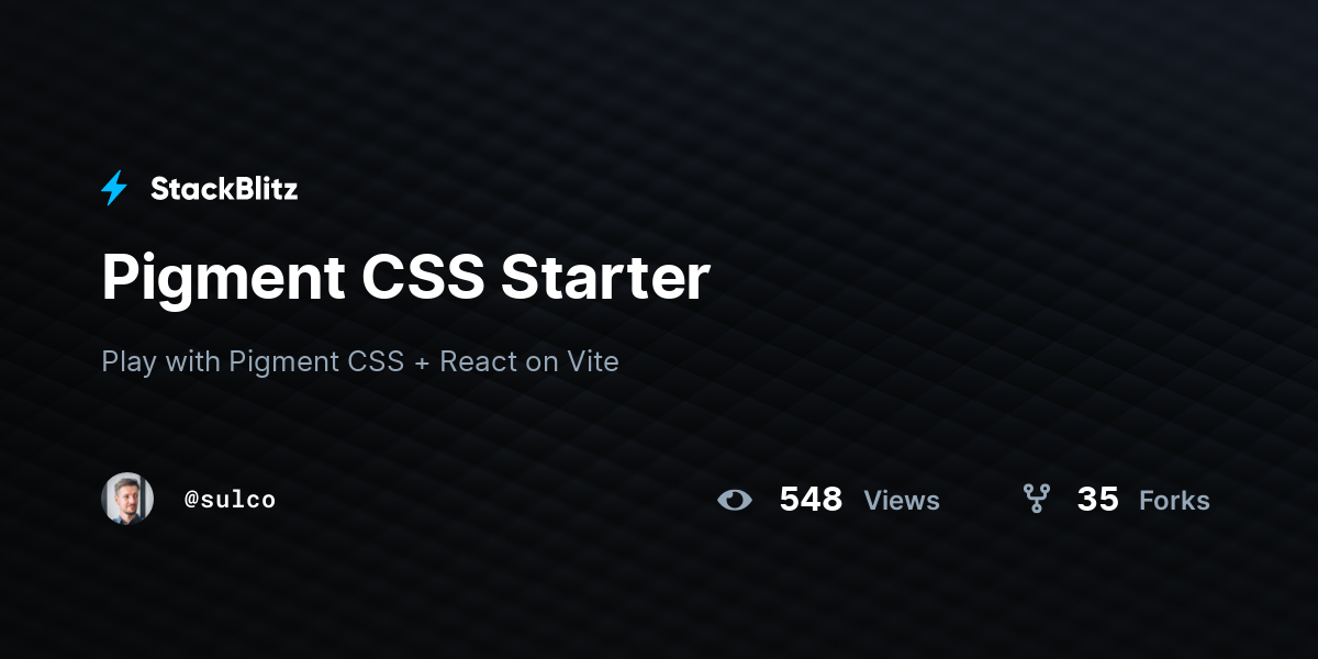 Pigment CSS Starter - StackBlitz
