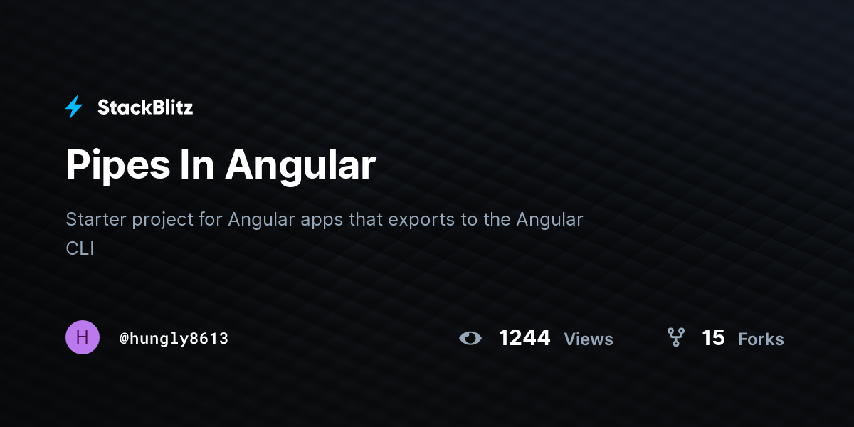 Pipes In Angular - StackBlitz
