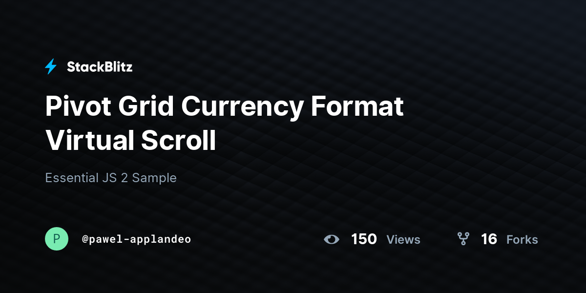 Pivot Grid Currency Format Virtual Scroll - StackBlitz Pivot Grid Currency Format Virtual Scroll - StackBlitz