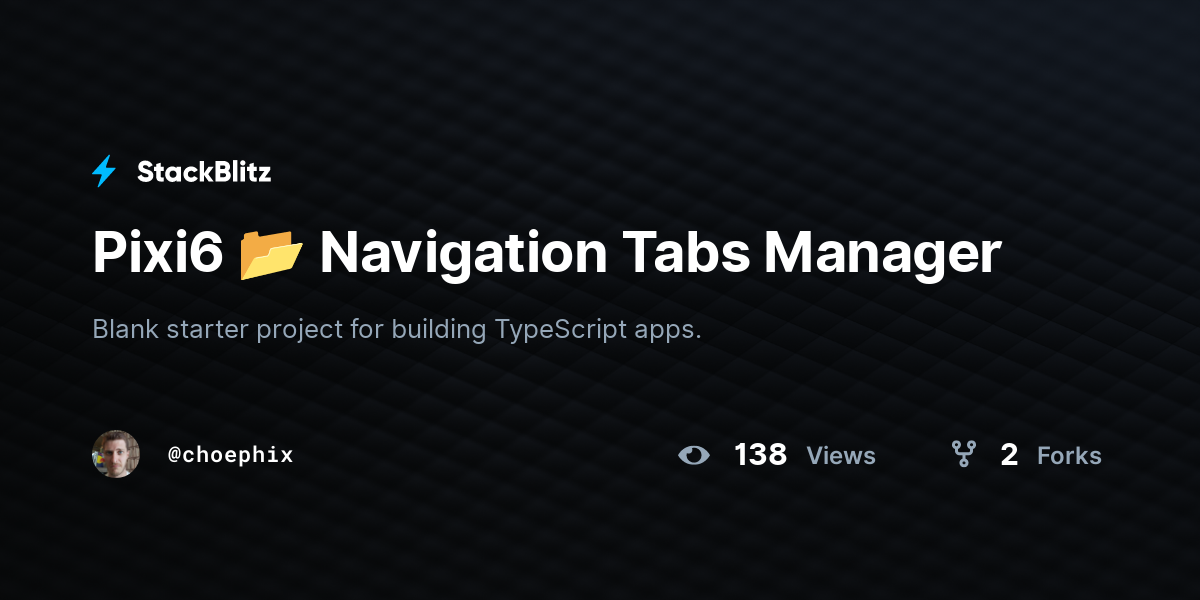 Pixi6 📂 Navigation Tabs Manager - StackBlitz