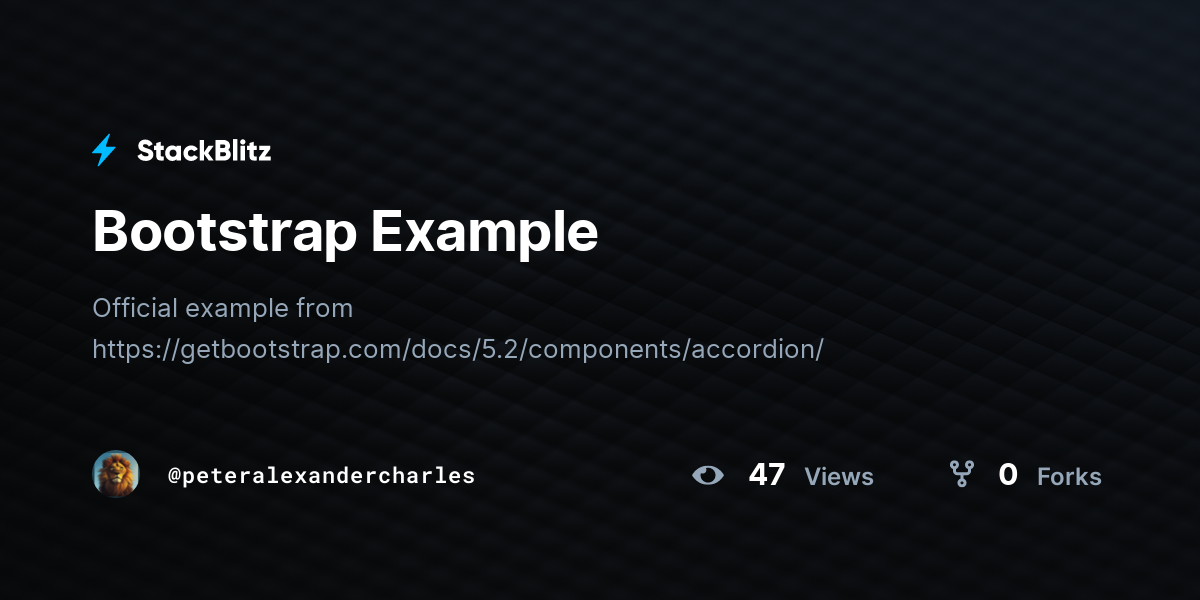 Bootstrap Example - StackBlitz