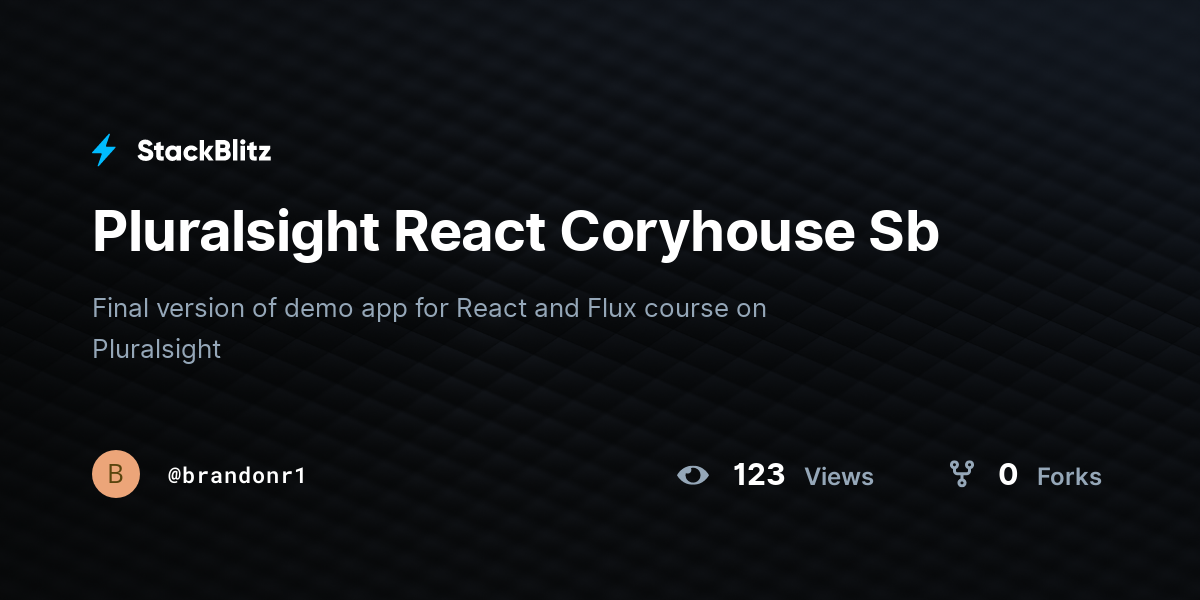 Pluralsight React Coryhouse Sb - StackBlitz