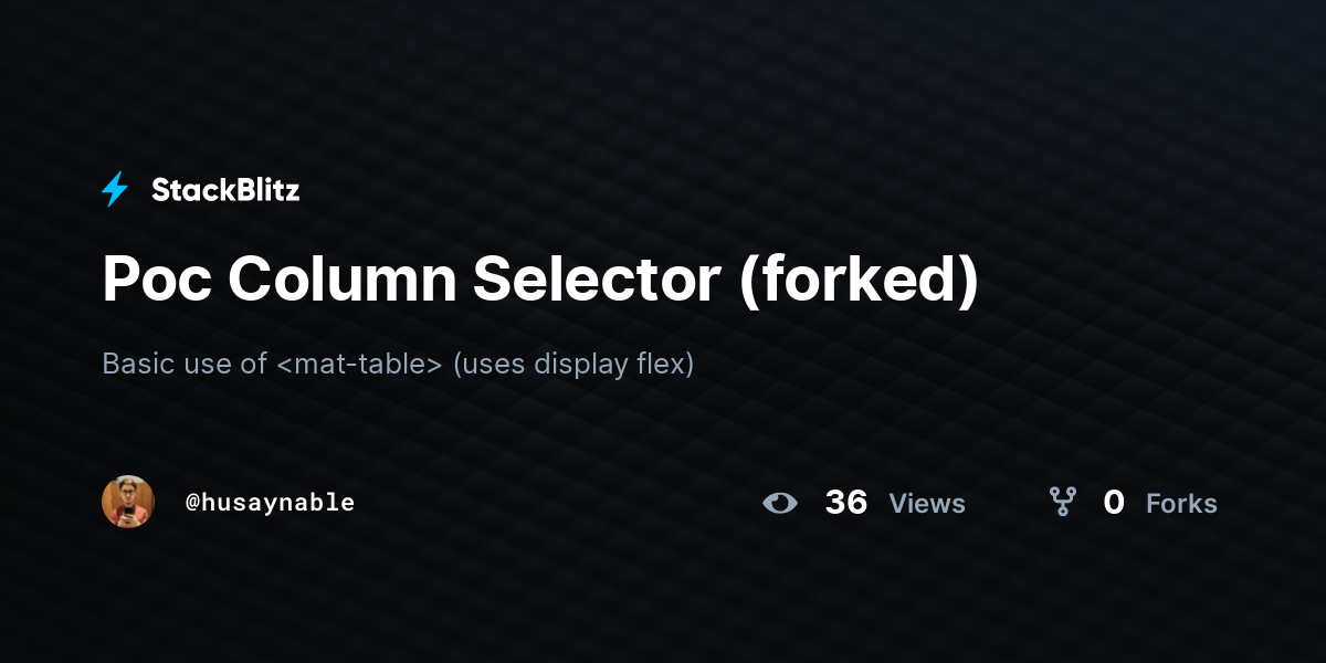 Poc Column Selector Forked Stackblitz