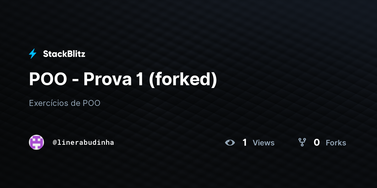 POO - Prova 1 (forked) - StackBlitz