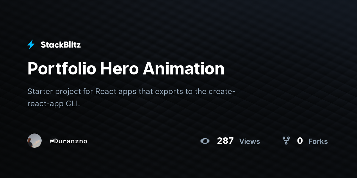 Portfolio Hero Animation - StackBlitz