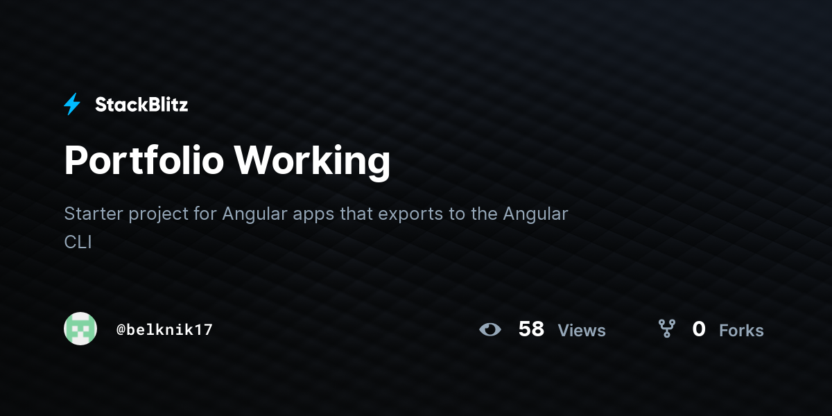 Portfolio Working - StackBlitz