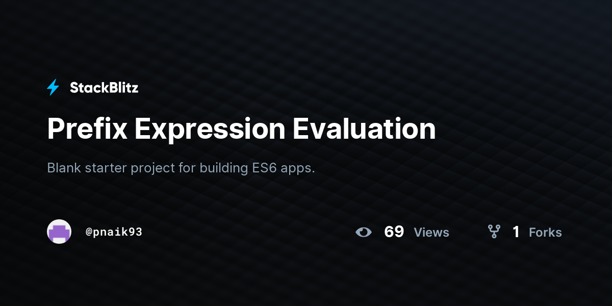 Prefix Expression Evaluation - StackBlitz