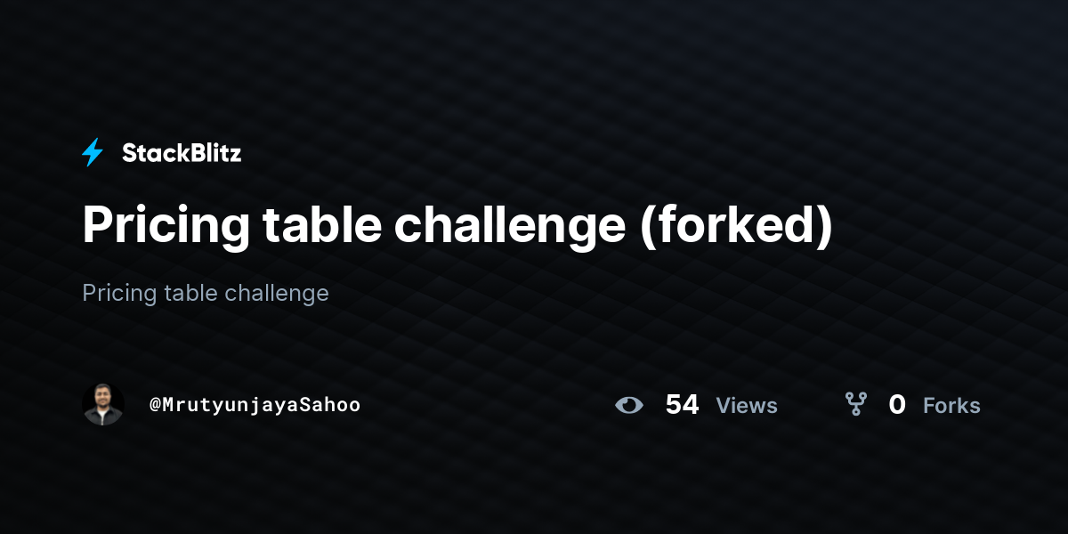 Pricing table challenge (forked) - StackBlitz