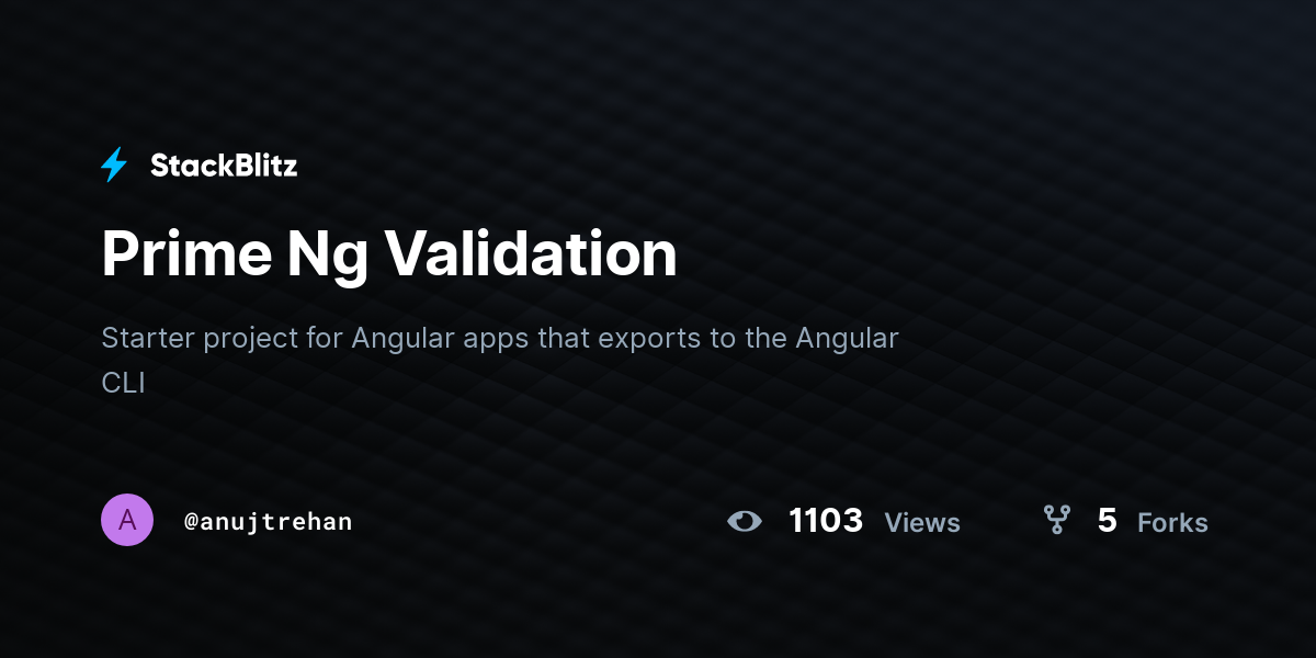 Prime Ng Validation - StackBlitz