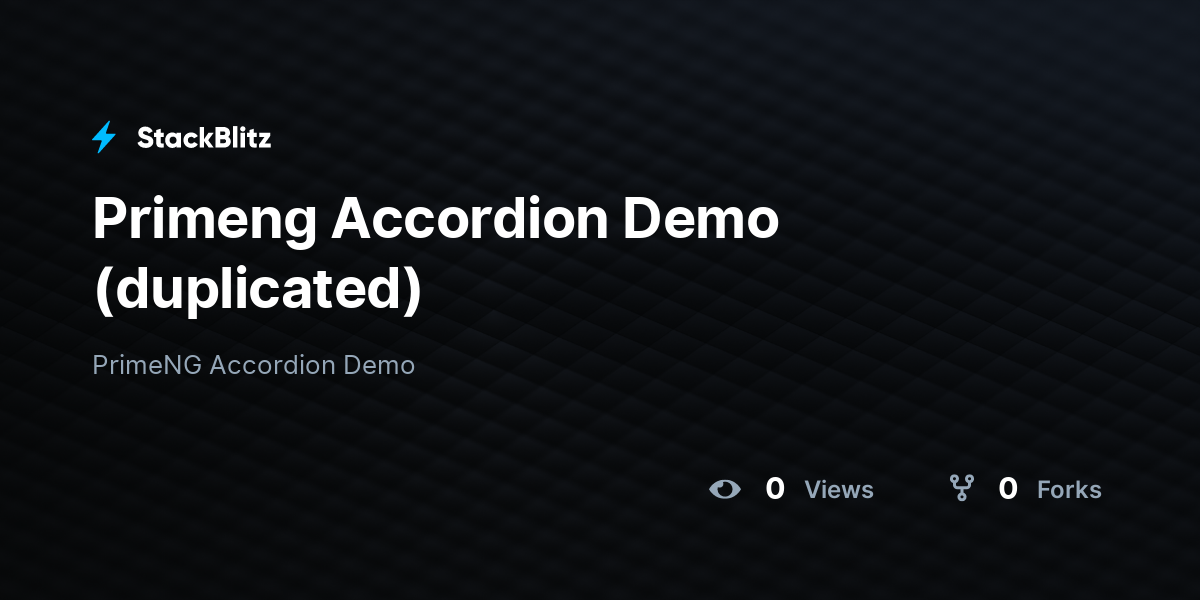 Primeng Accordion Demo (duplicated) - StackBlitz