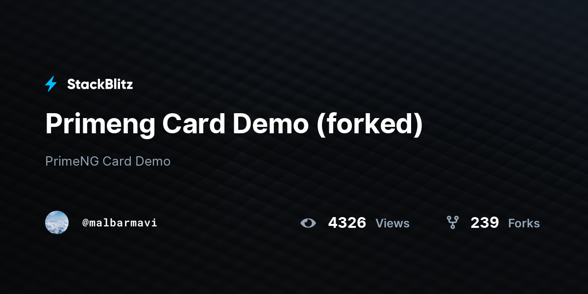 Primeng Card Demo (forked) - StackBlitz