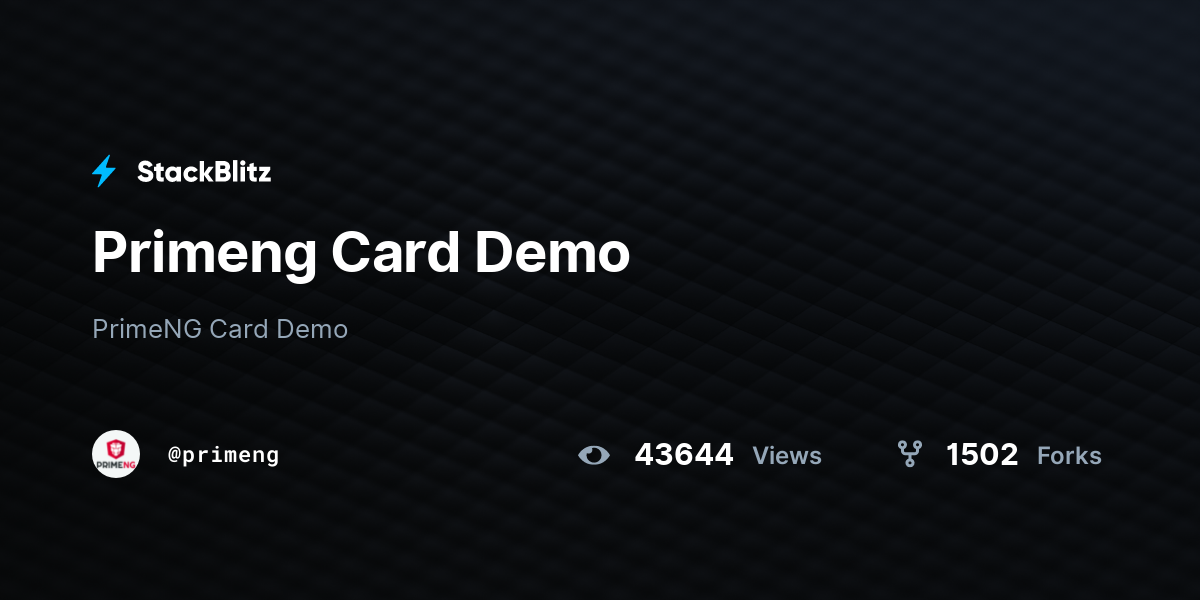 Primeng Card Demo - StackBlitz