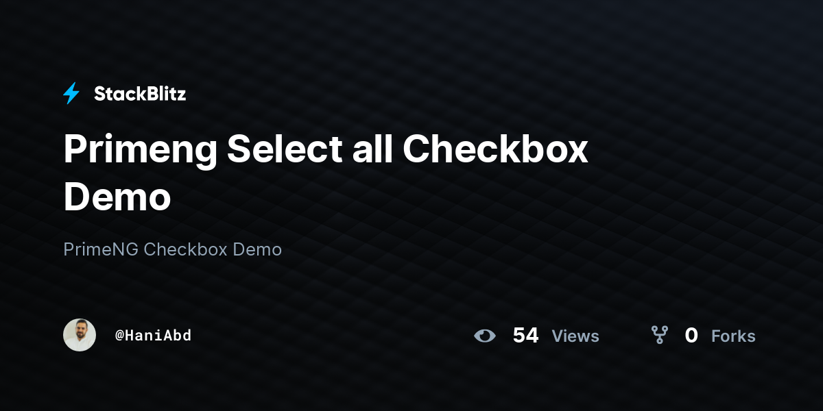 Primeng Select all Checkbox Demo - StackBlitz