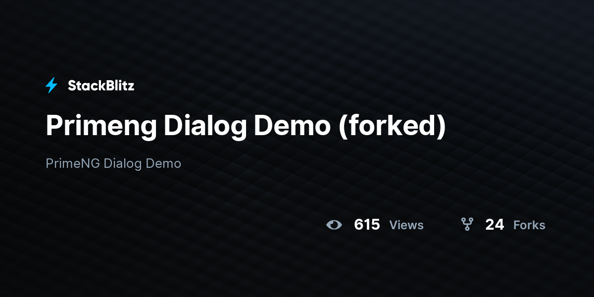Primeng Dialog Demo (forked) - StackBlitz