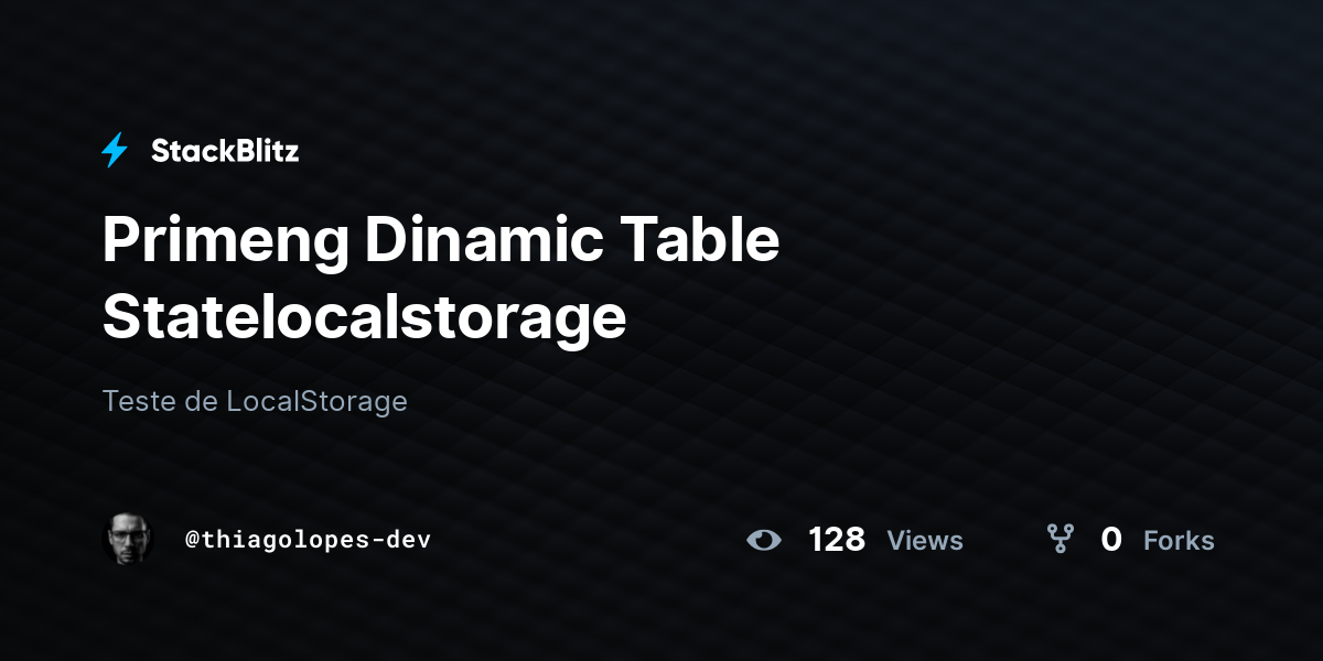 Primeng Dinamic Table Statelocalstorage - StackBlitz
