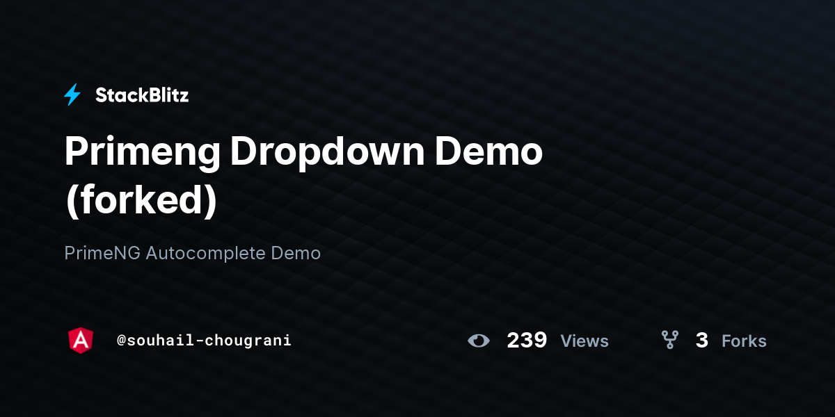 Primeng Dropdown Demo (forked) - StackBlitz