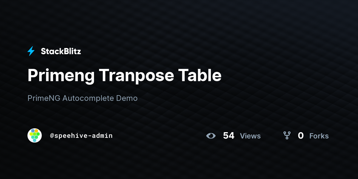 Primeng Tranpose Table - StackBlitz