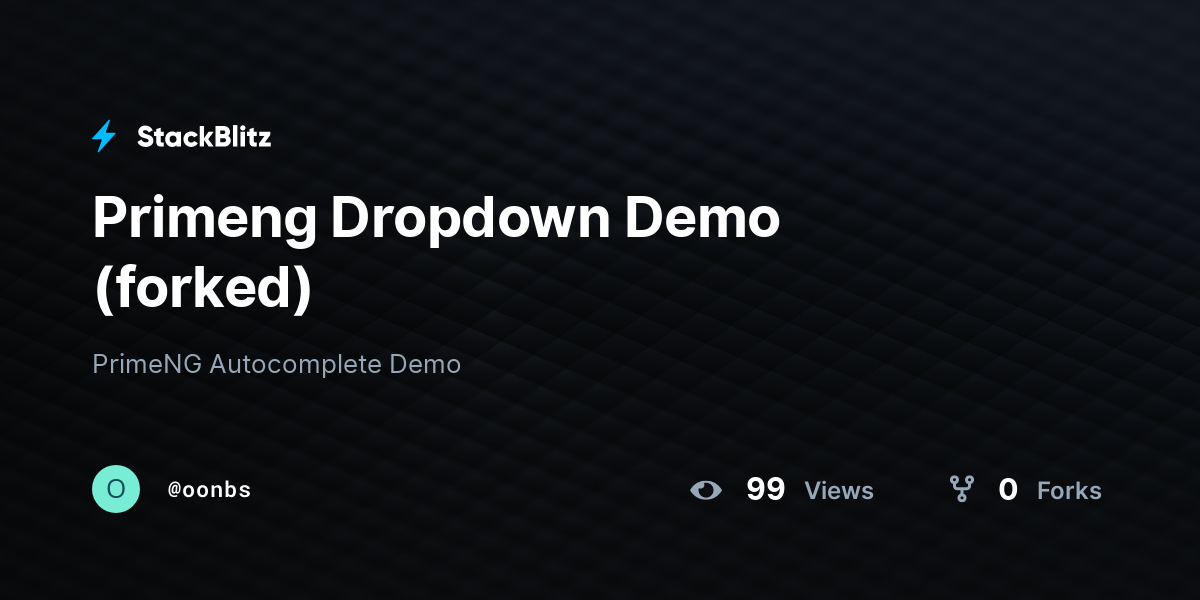 Primeng Dropdown Demo (forked) - StackBlitz